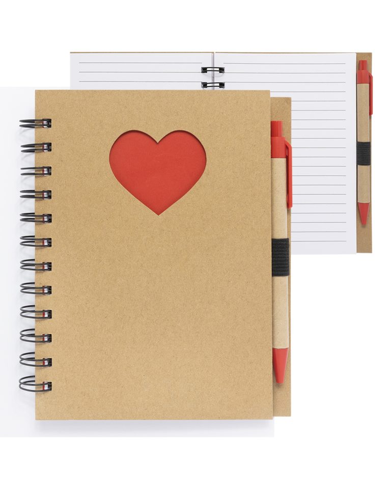 Custom Paper Notebook with Die Cut Heart Shape with Logo ...